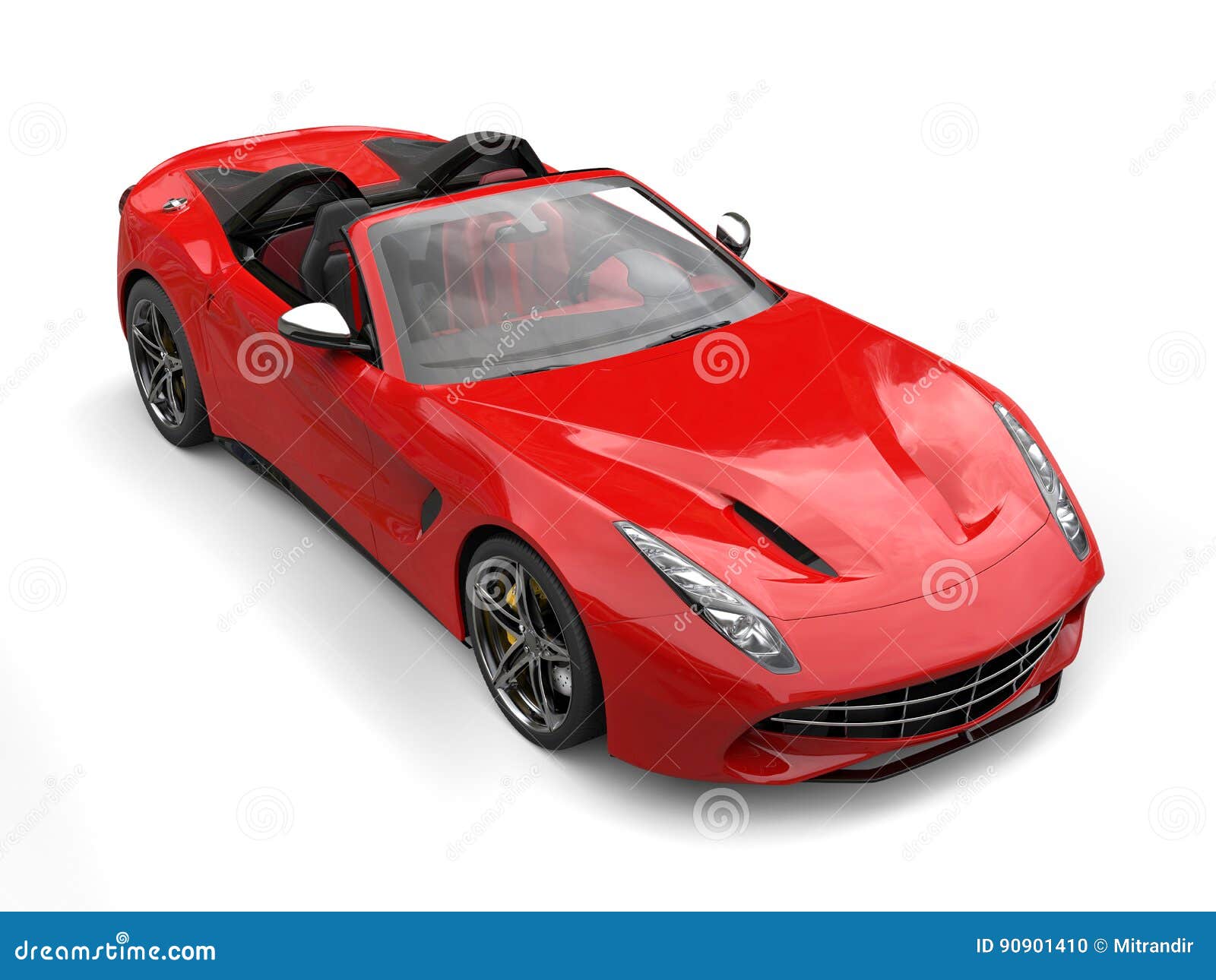 Fiery Red Fast Race Car - Top View Studio Shot Stock Illustration ...