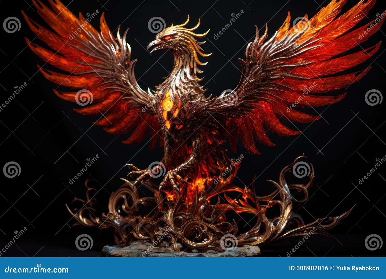 Fiery Red Fire Phoenix. Generate Ai Stock Illustration - Illustration ...
