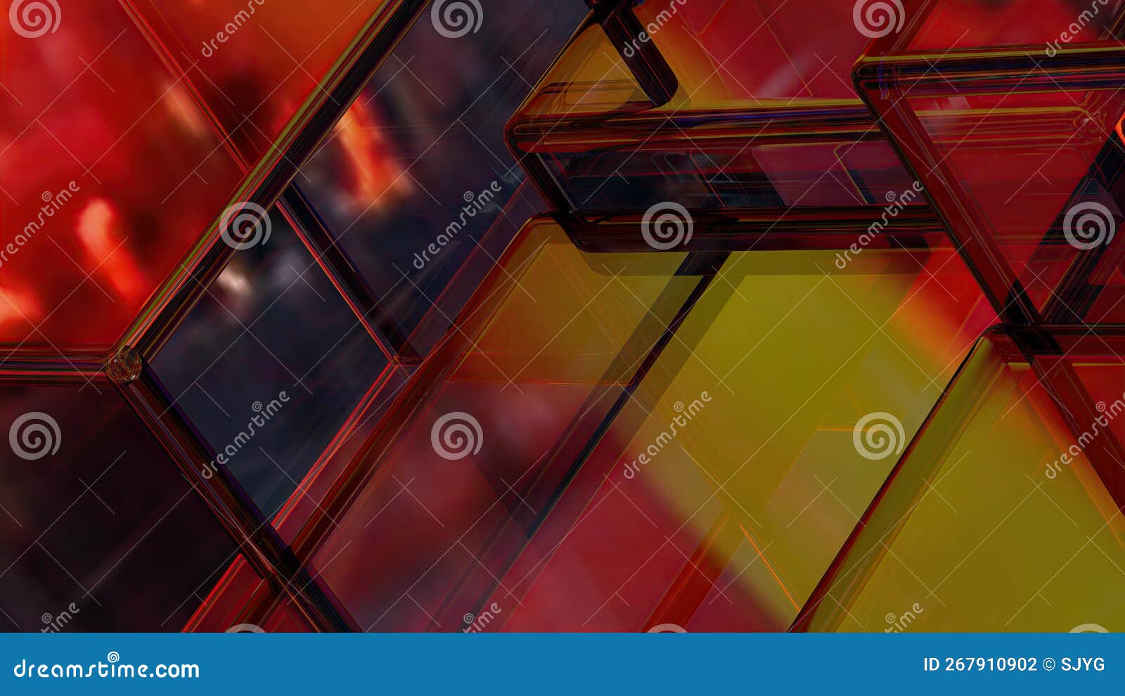 Fiery Red Glass Cube Extruded in Steps Abstract, Dramatic, Modern ...