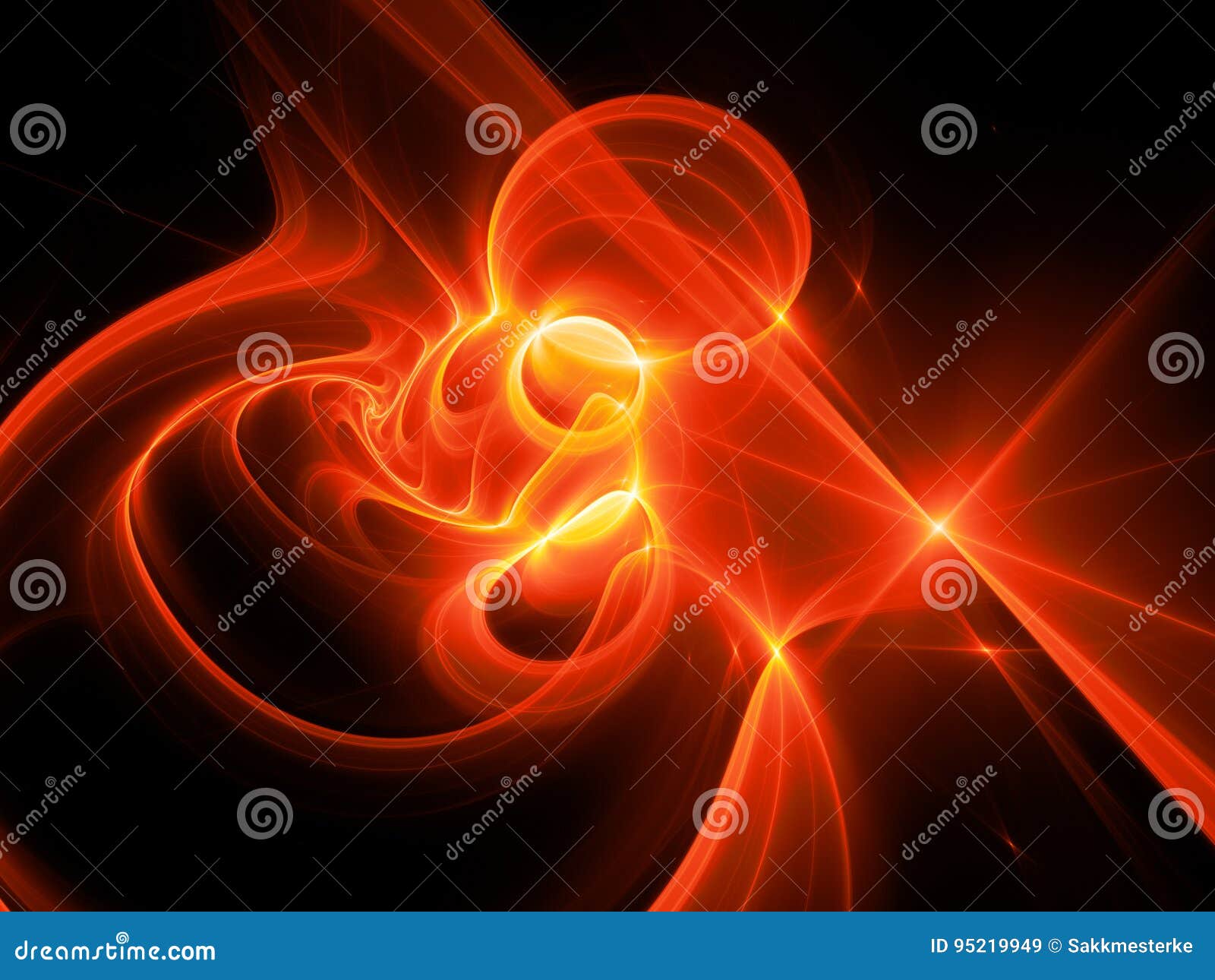Fiery Red Glowing High Power Plasma Curves in Space Stock Illustration ...