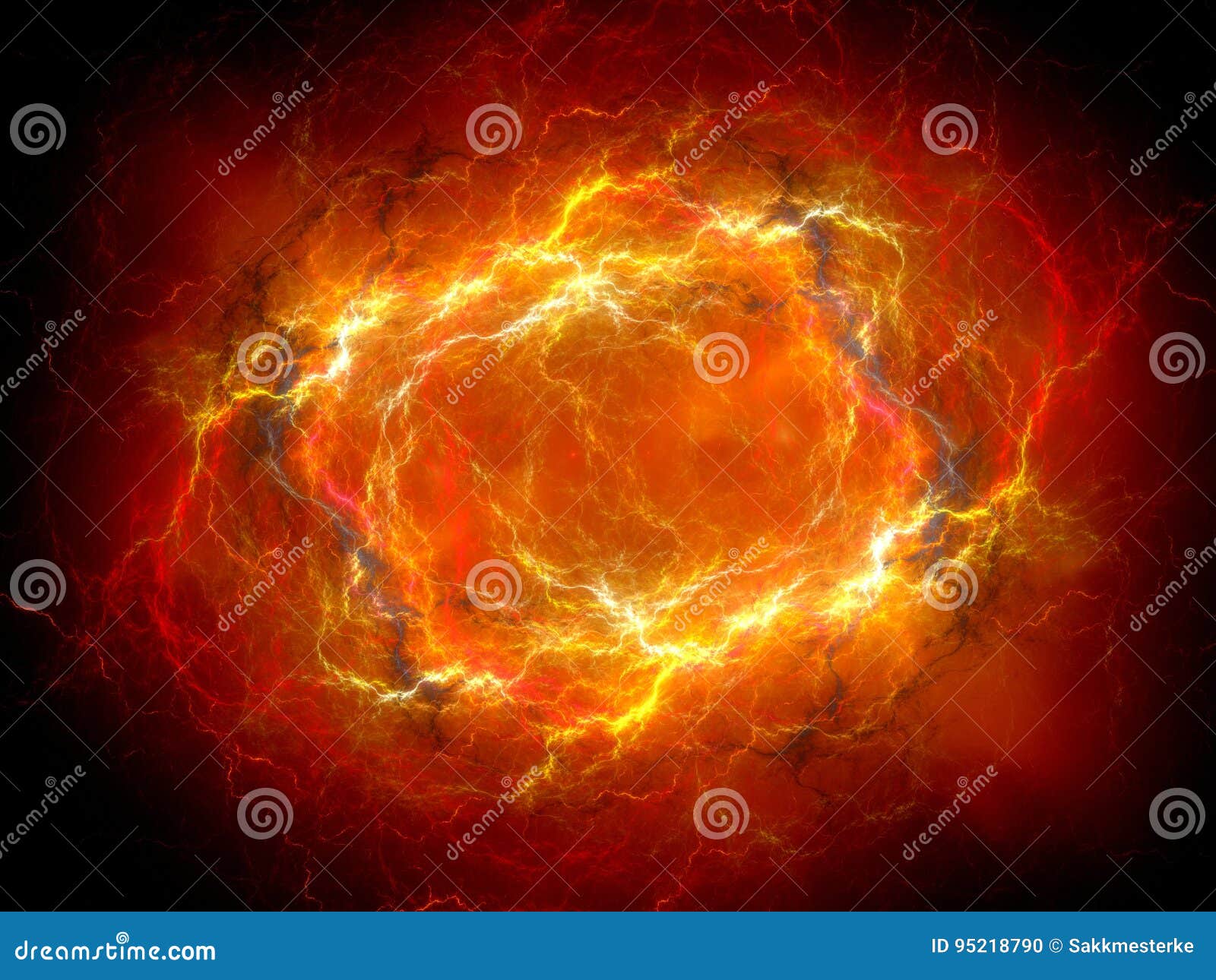 Fiery Red Glowing Plasma Lightning in Space Stock Illustration ...