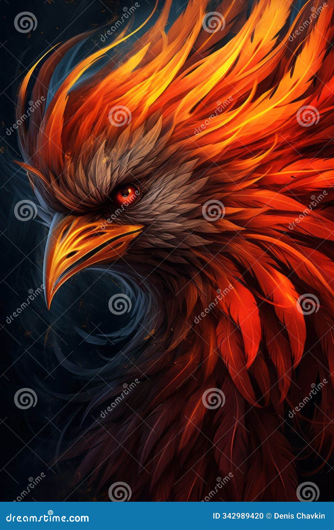 Fiery Red Phoenix Bird Head Stock Photo - Image of clip, decorative ...