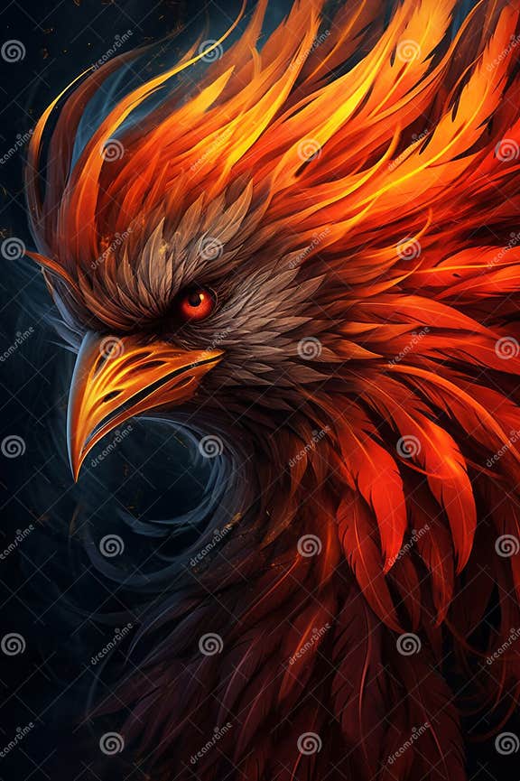 Fiery Red Phoenix Bird Head Stock Photo - Image of clip, decorative ...