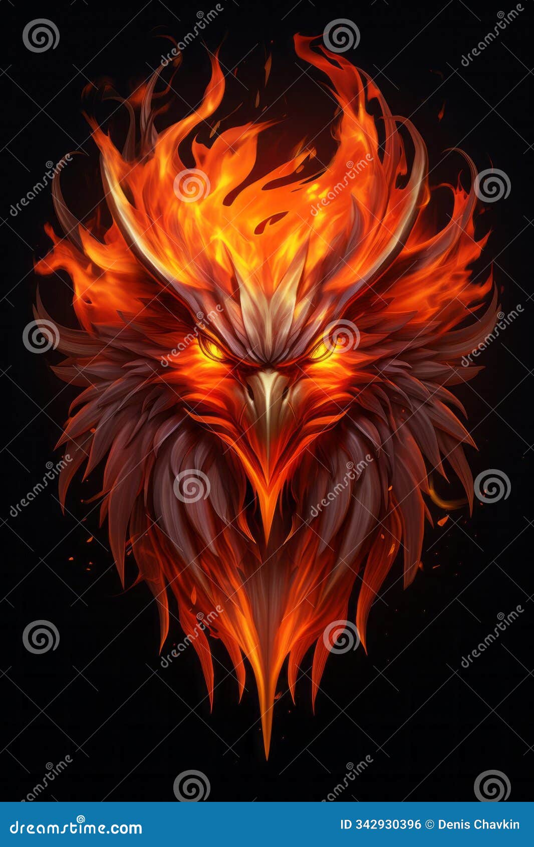 Fiery Red Phoenix Bird Head Stock Photo - Image of attack, myth: 342930396