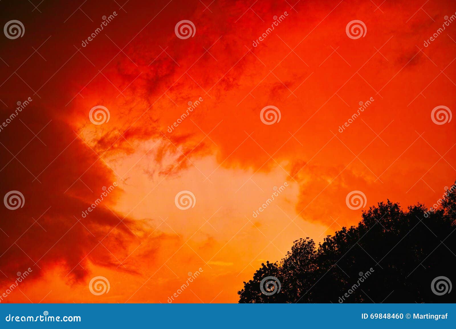Orange and Fiery Red Sky by Storm Brewing Stock Photo - Image of ...