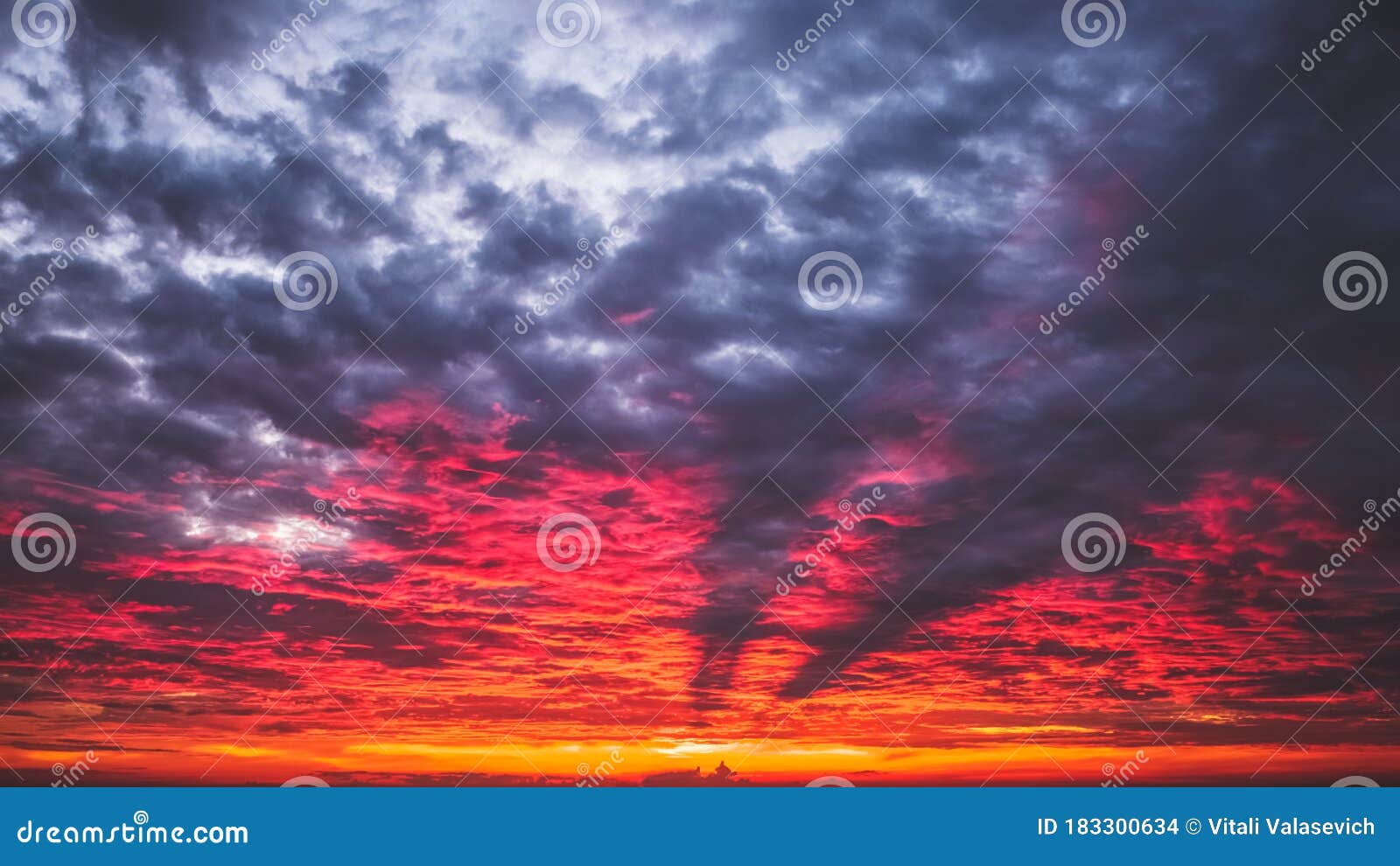 Fiery Red Sky at Sunset. Background Image Stock Photo - Image of ...