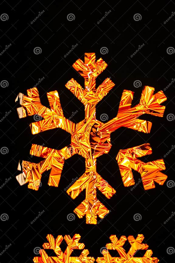 Fiery Red Snowflake on Black Background Stock Photo - Image of ...