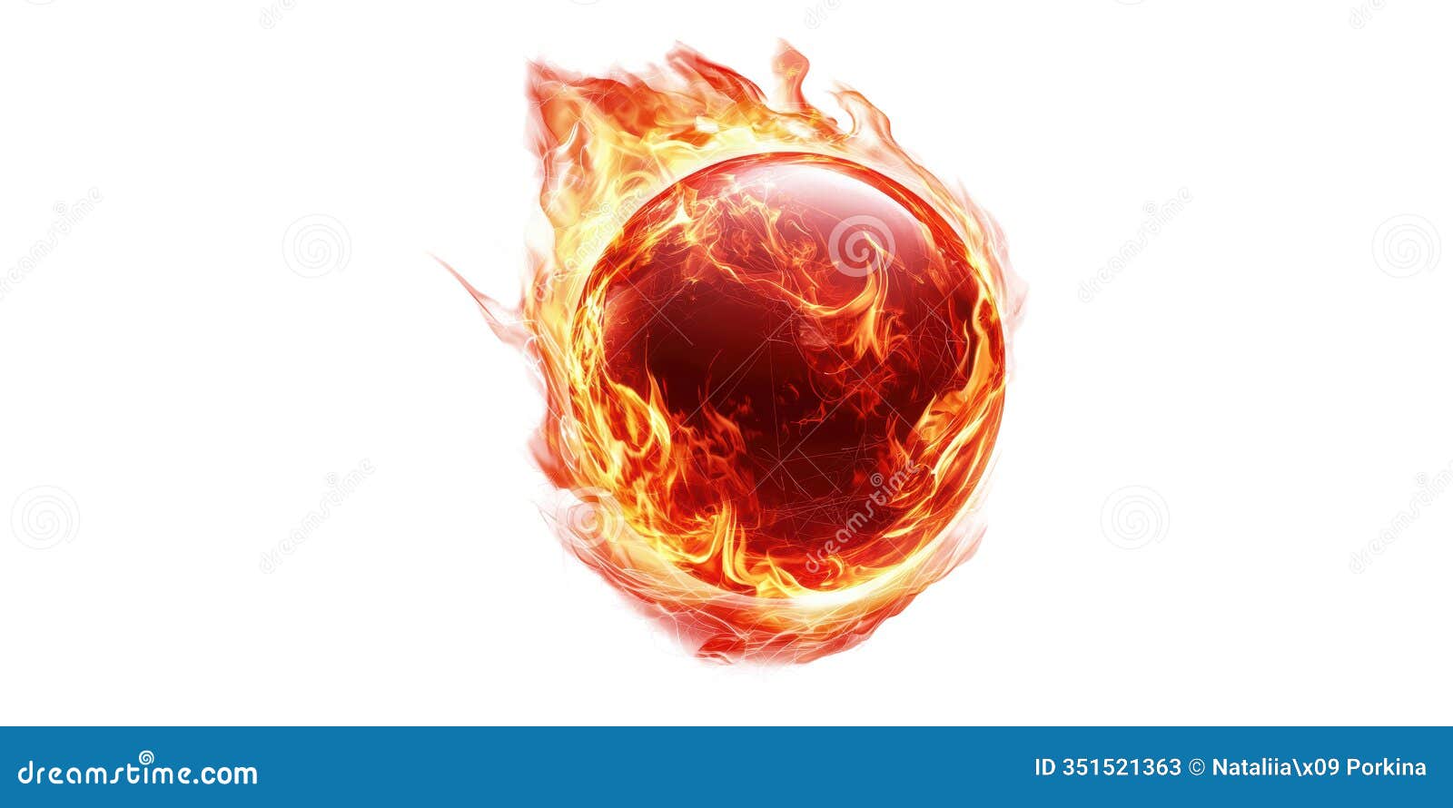 Fiery Red Sphere Engulfed in Flames Isolated on Transparent Background ...