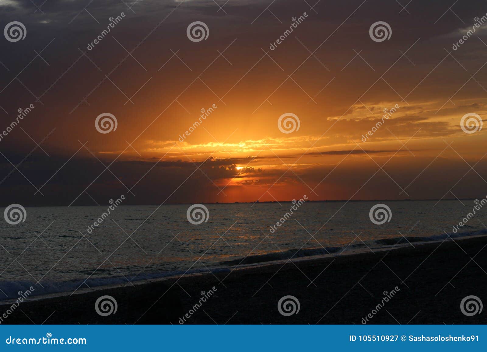 Fiery Red Sunset Over the Sea Stock Image - Image of color, background ...