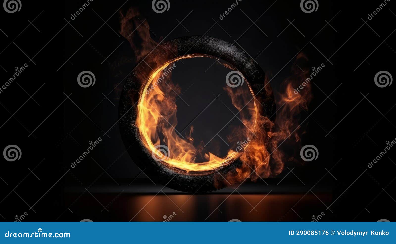 A Fiery Ring Burning Brightly Against a Black Background. Generative Ai ...