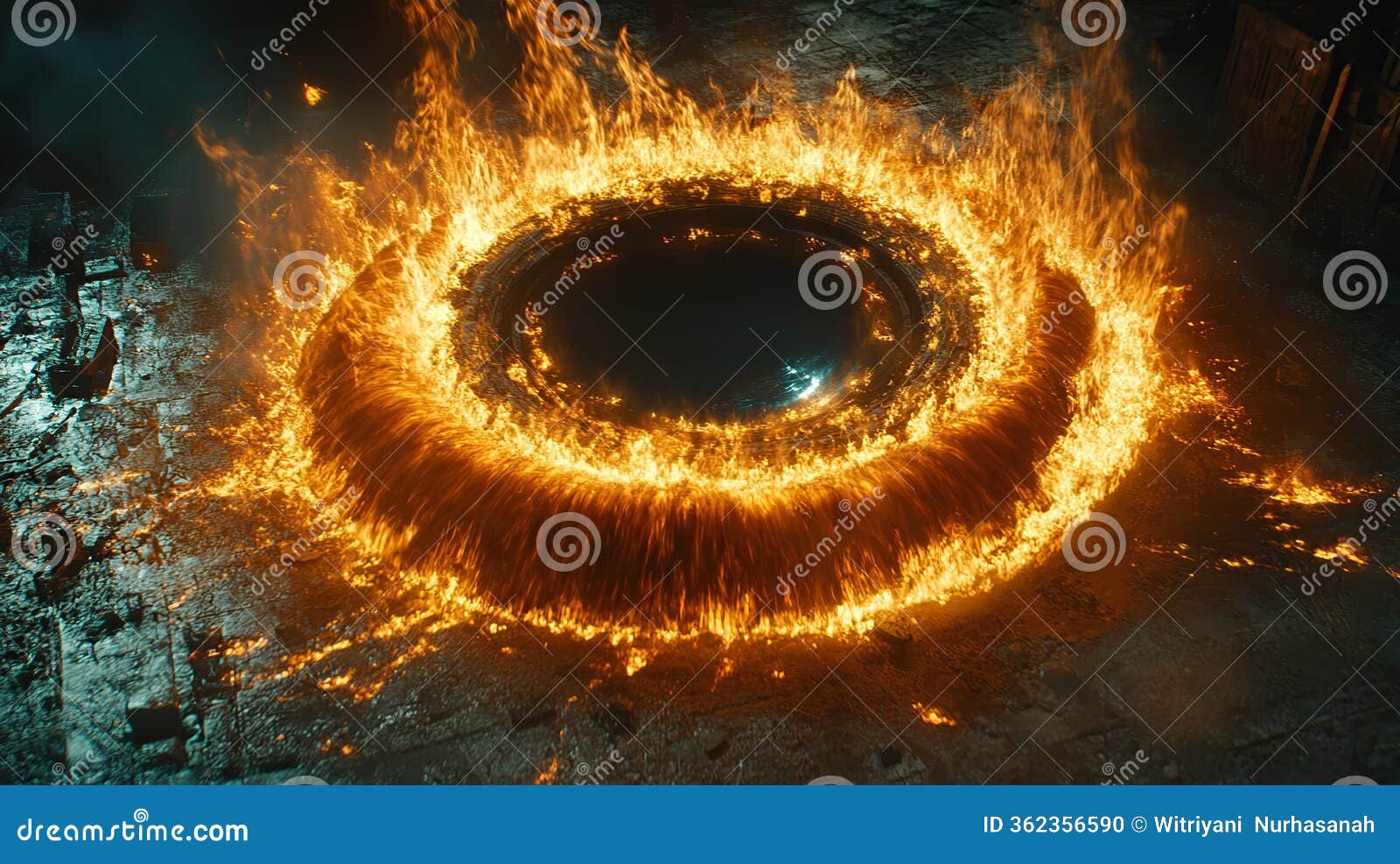 A Fiery Ring On A Dark Background, Suitable For Use In Scenes About ...