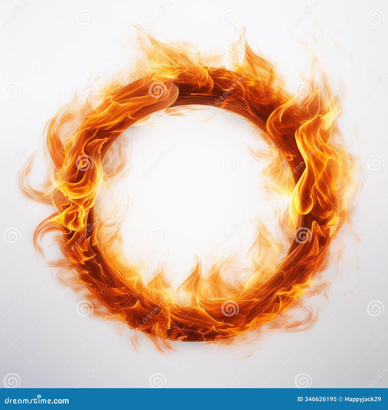 Fiery Ring of Fire Flames on White Background. Blurred Motion. Abstract ...