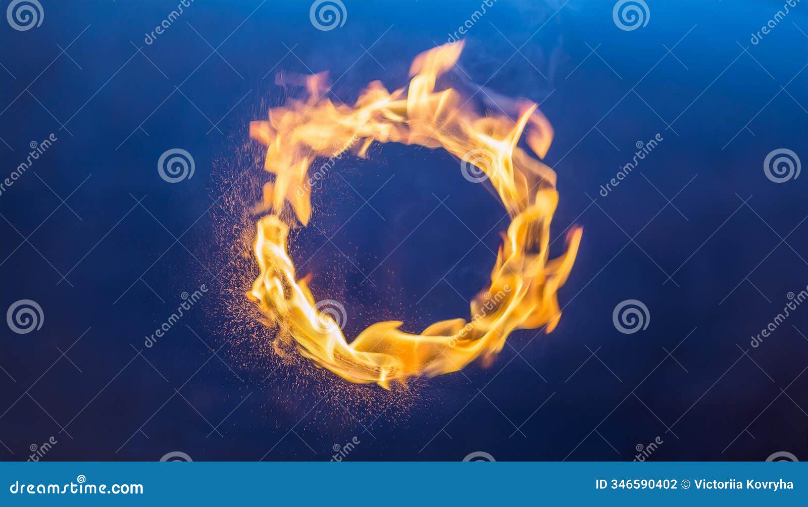 Fiery Ring of Flames on Blue Background. Blurred Motion Stock Illustration - Illustration of ...
