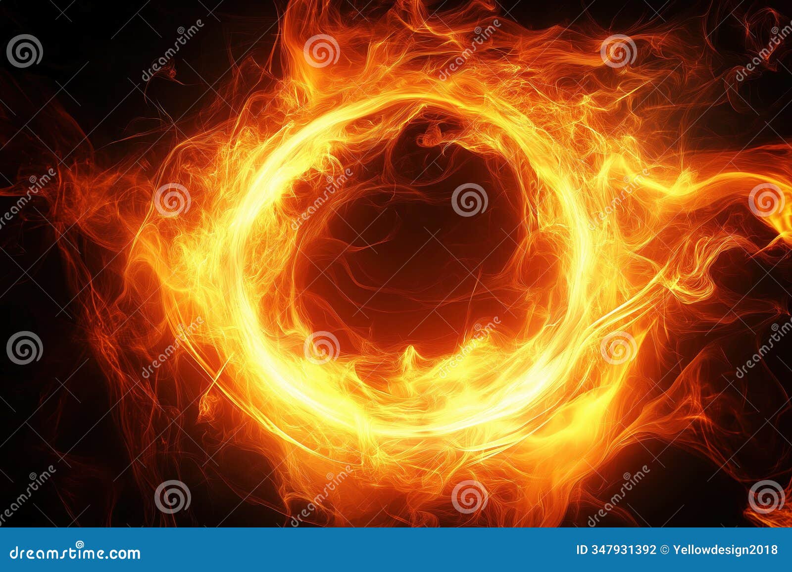 Fiery Ring of Flames Creating a Circular Blaze on a Dark Background ...