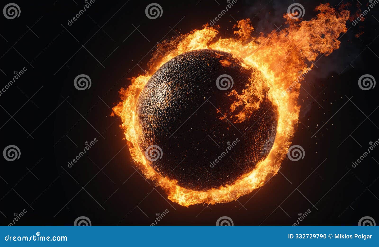 A Fiery Ring of Flames Surrounds a Dark Sphere Against a Black Backdrop ...