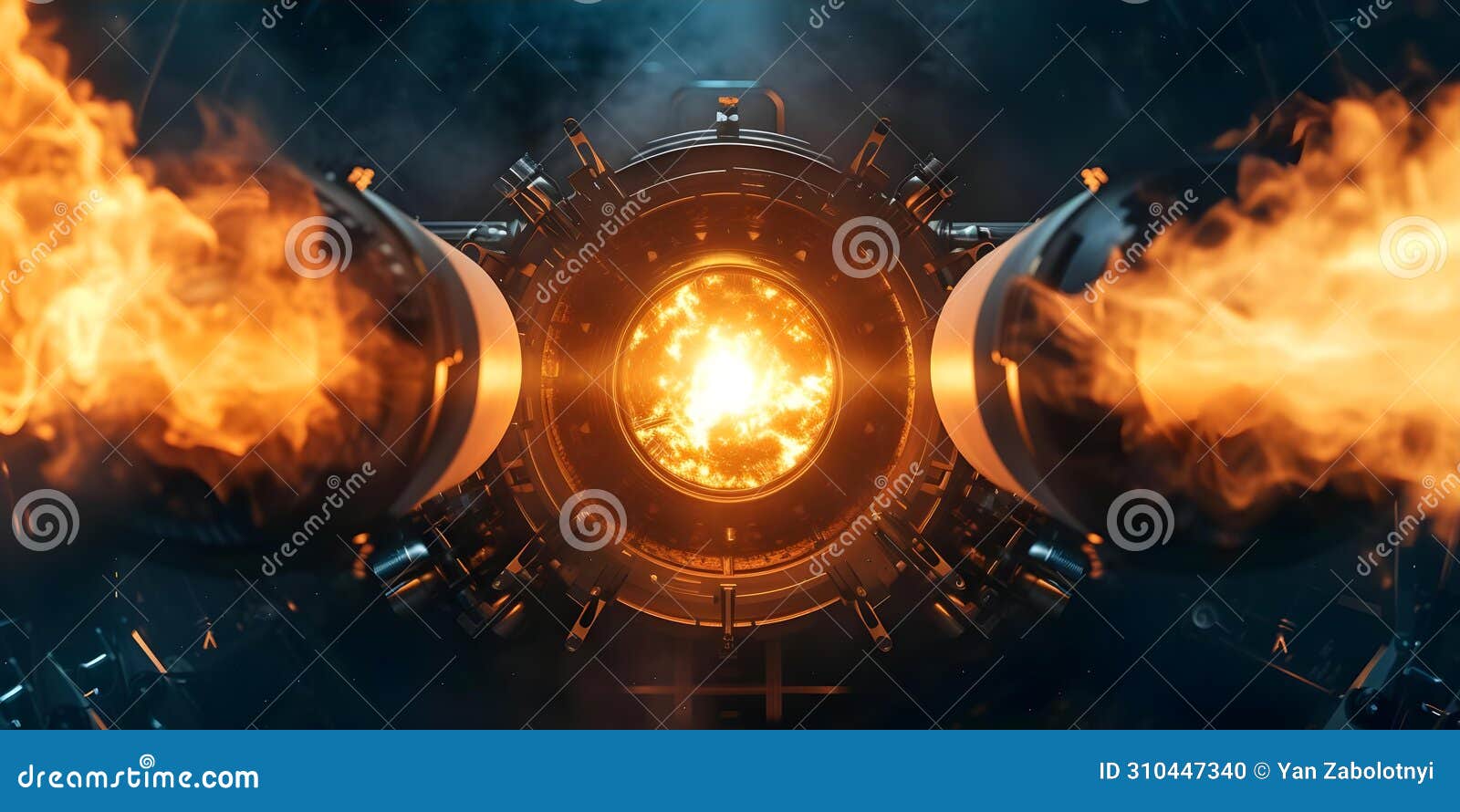 A Fiery Rocket Engine Ignites Generating Immense Power And Launching ...