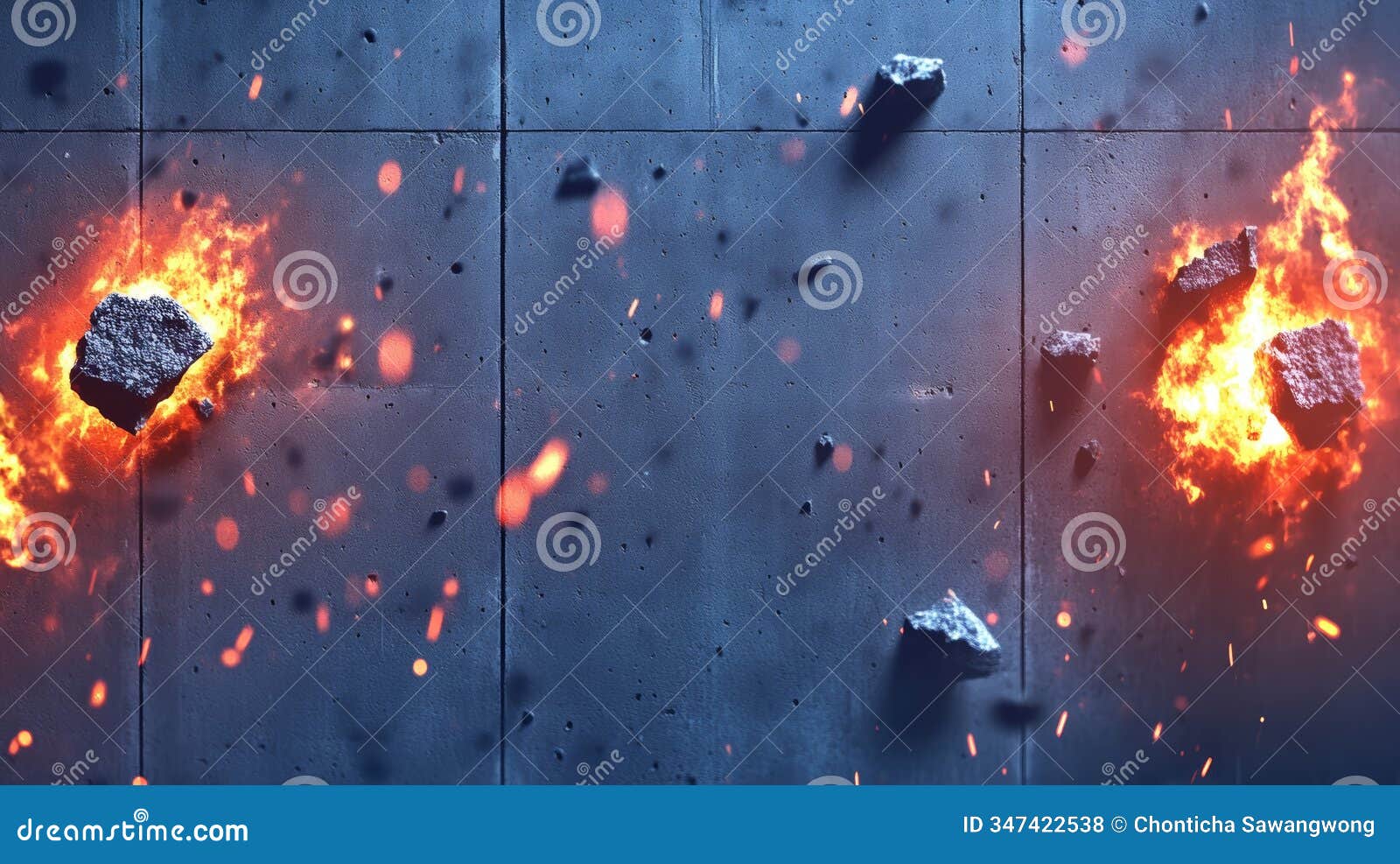 Fiery Rocks on a Wall, Dramatic Display of Heat, Light, and Texture in ...