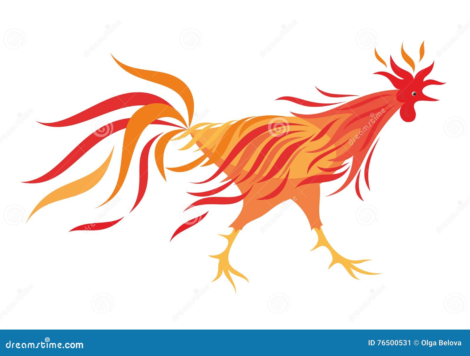 The Fiery rooster stock vector. Illustration of symbol - 76500531