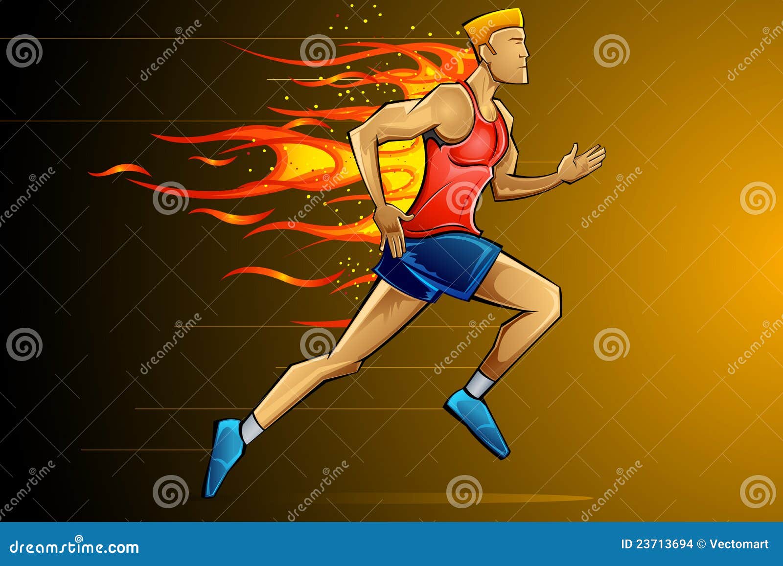 Fiery Runner stock vector. Illustration of activity, passion - 23713694