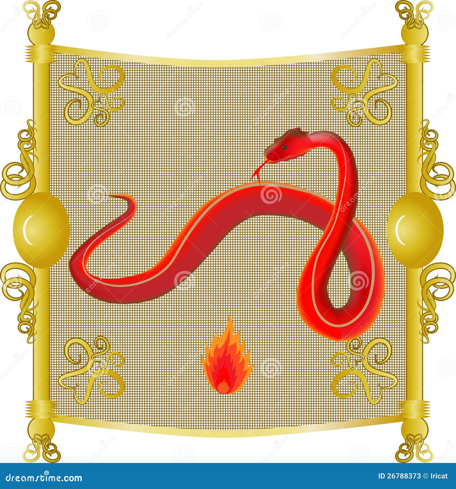 Fiery serpent stock vector. Illustration of holiday, gold - 26788373