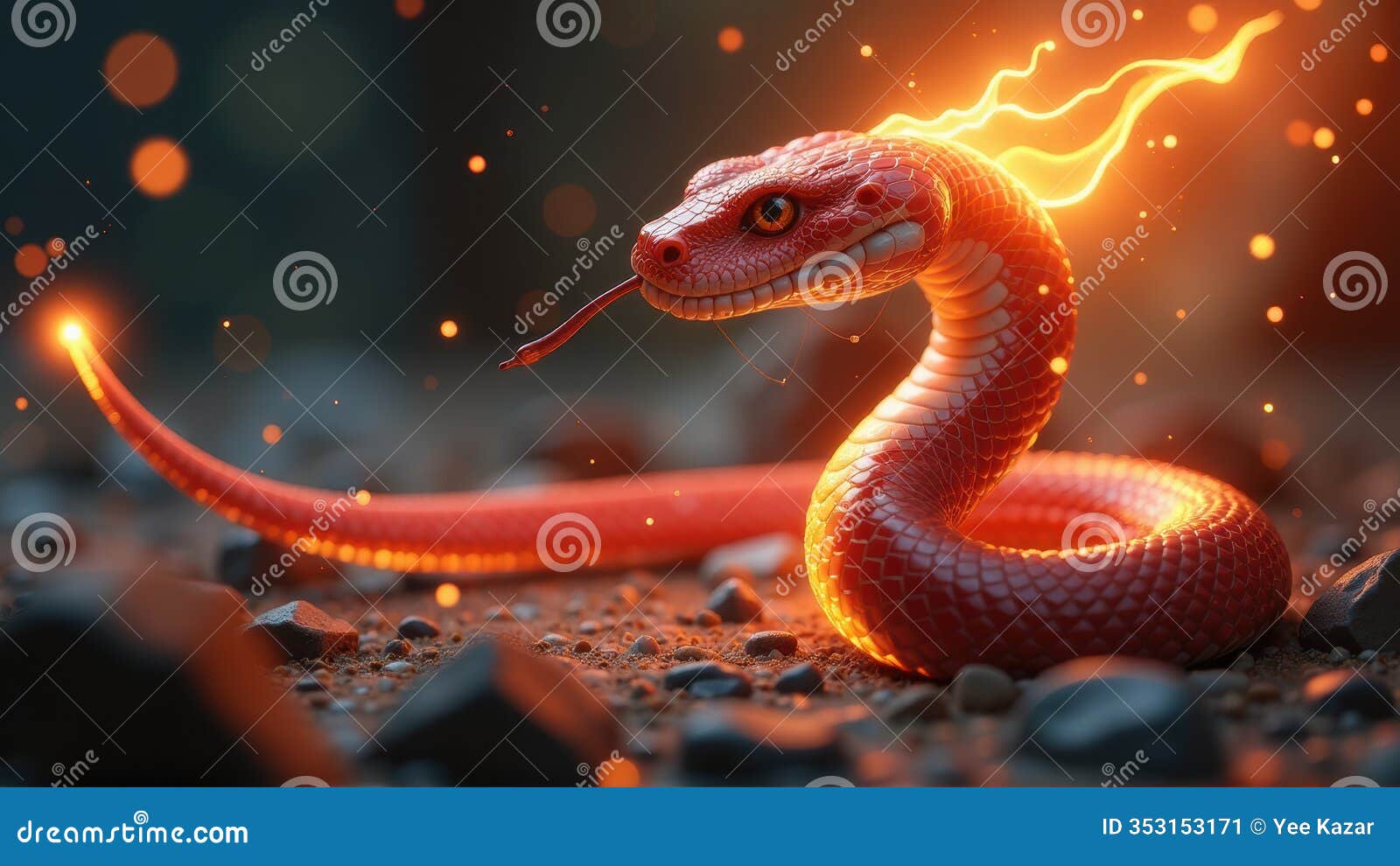 Fiery Serpent, Mythical Creature, Fantasy Snake Stock Illustration ...