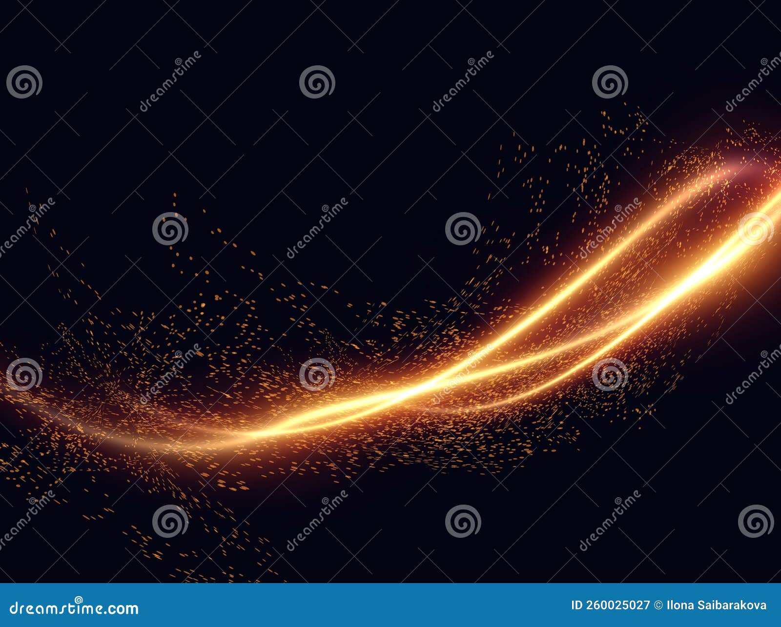 Fiery Effect Shiny Line with Bright Sparks Vector Background. Stock ...