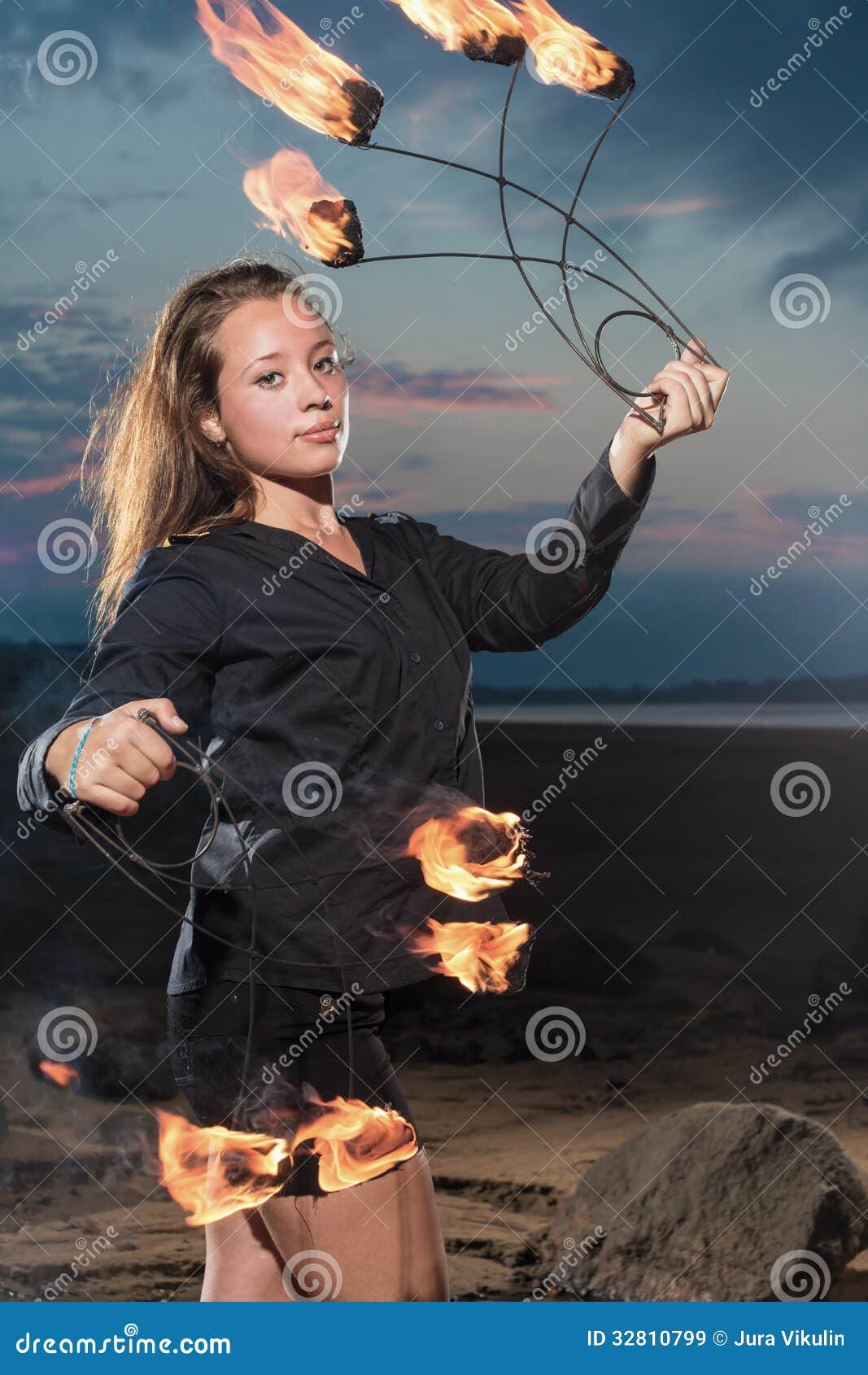 Fiery show stock image. Image of female, heat, equipment - 32810799