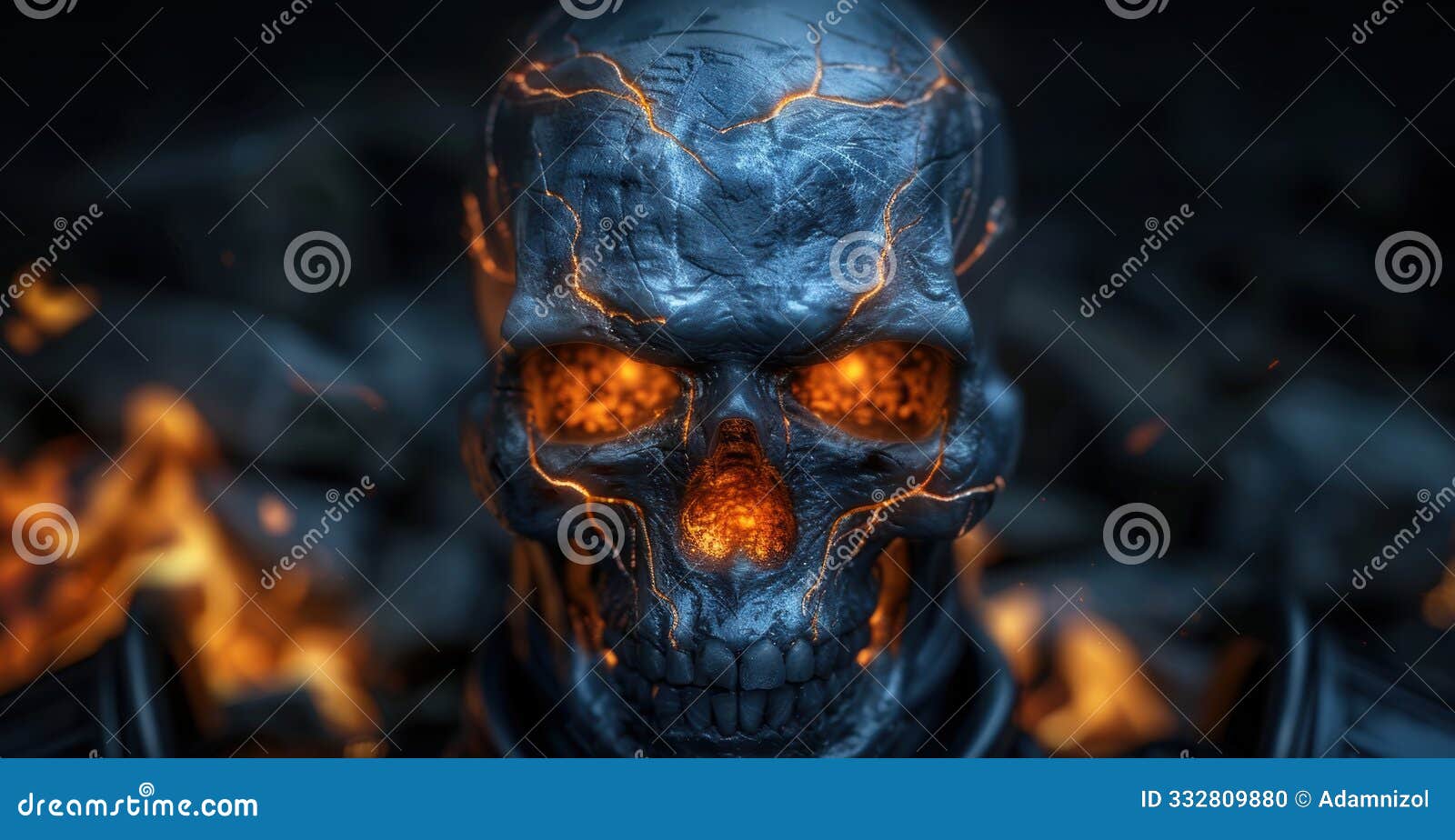 Fiery Skull Apocalyptic Concept Stock Illustration - Illustration of ...