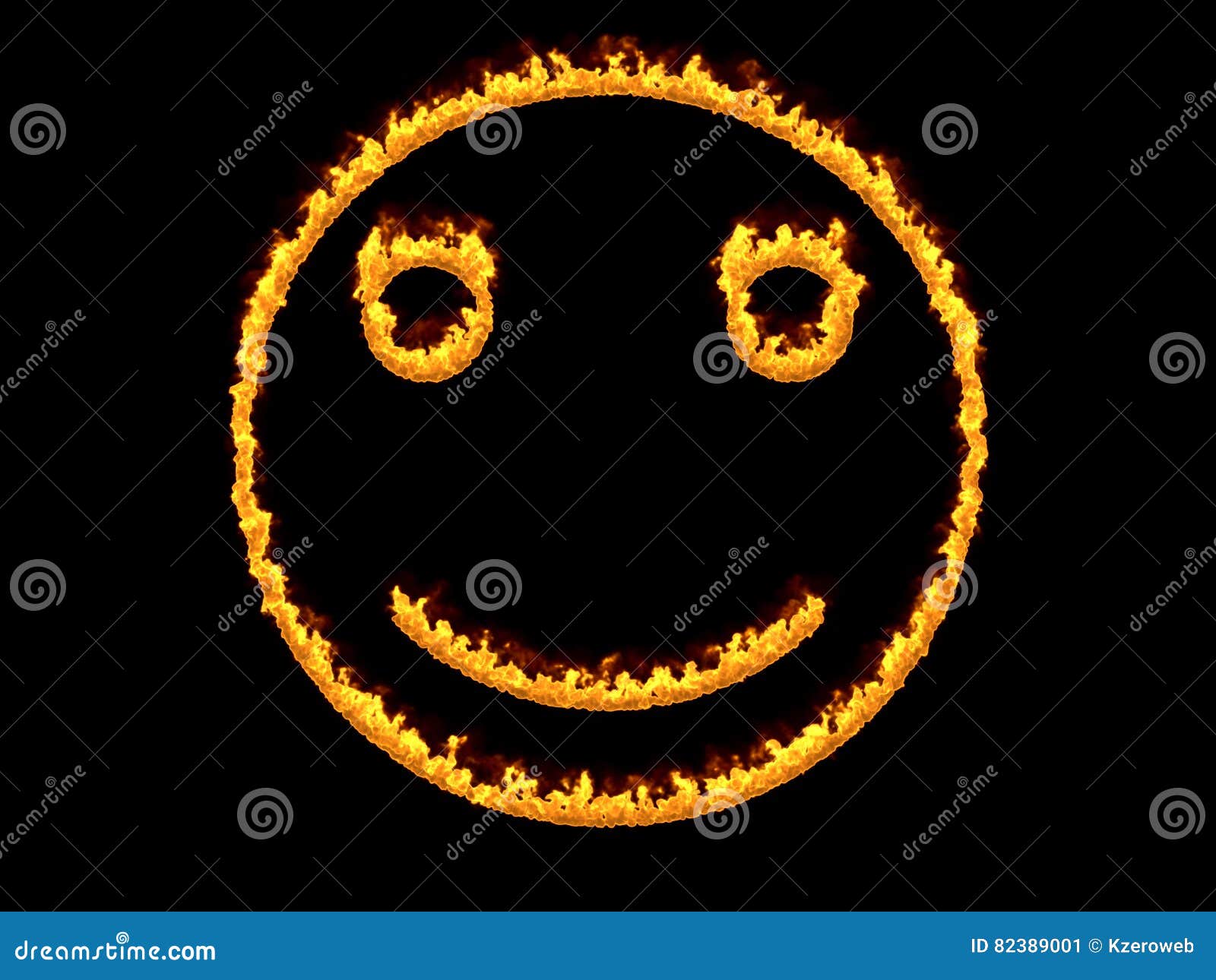 Fiery Smiley Icon. 3d Render. Digital Illustration Stock Illustration ...