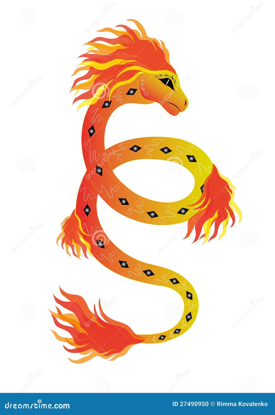 Fiery snake stock vector. Illustration of language, doubled - 27490950