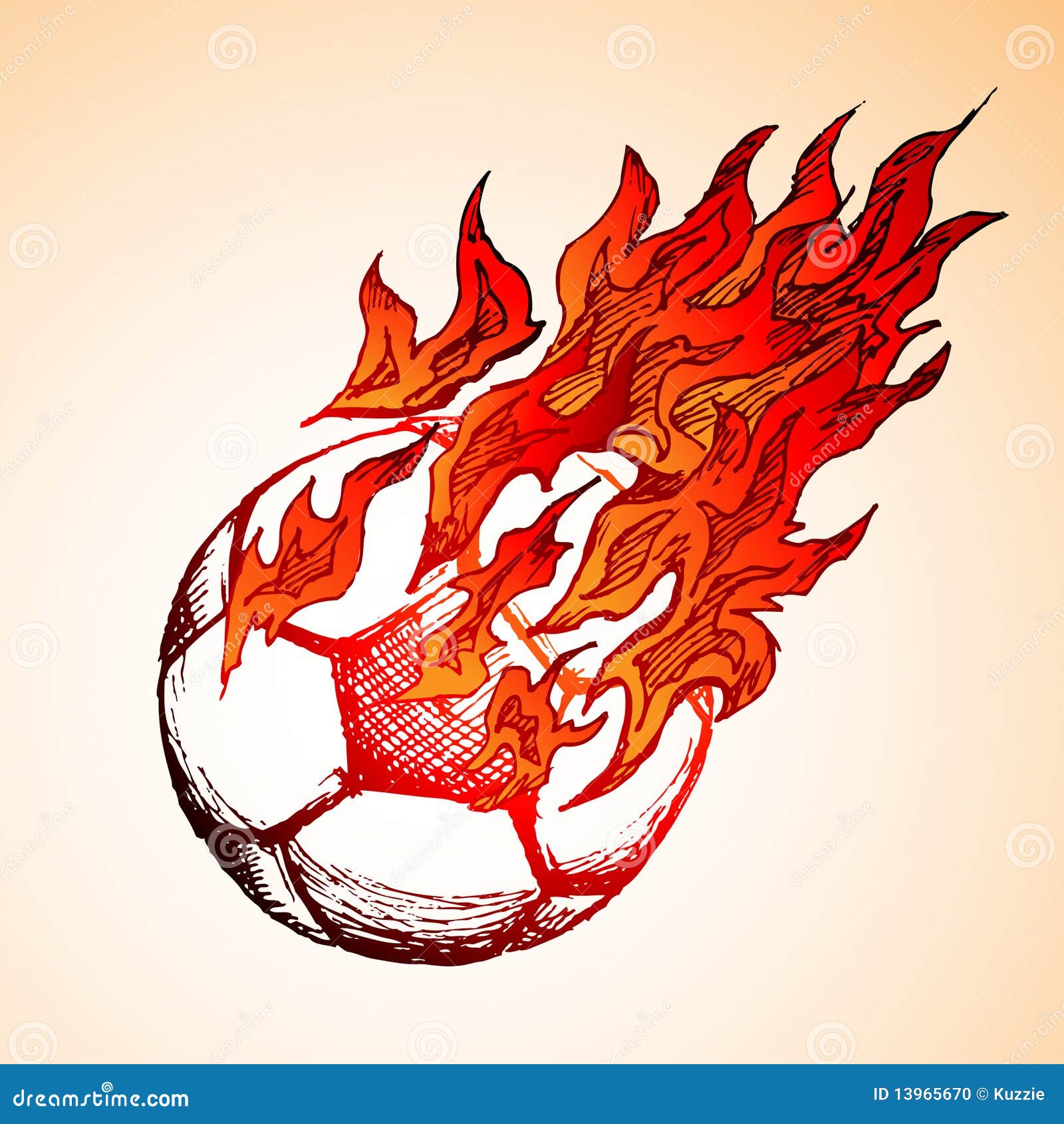 Fiery Soccer Ball Doodle stock vector. Illustration of drawing - 13965670
