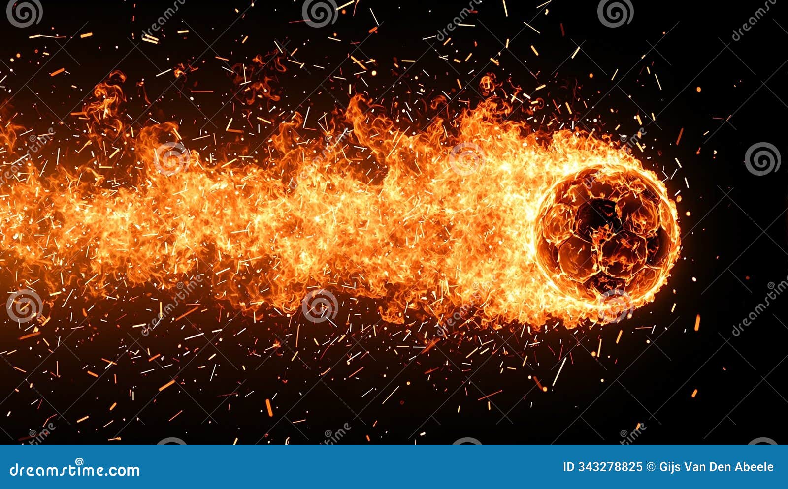 Fiery Soccer Impact, Ball Propelled With Force In Electrifying Stadium ...