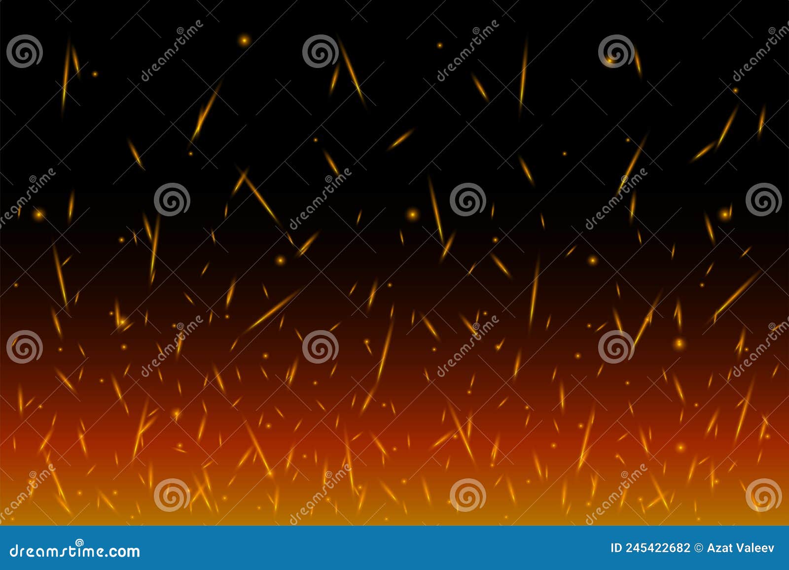 Fiery Sparks on Air Over Dark Night. Flying Glowing Particles from Fire ...