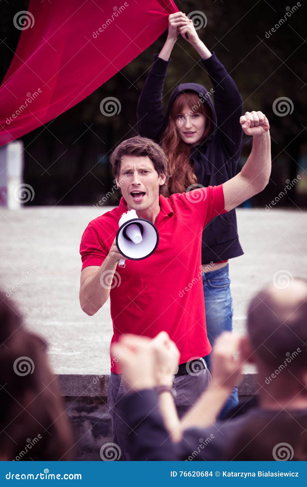 Fiery Speech of a Young Riot Leader Stock Photo - Image of revolt, fist ...