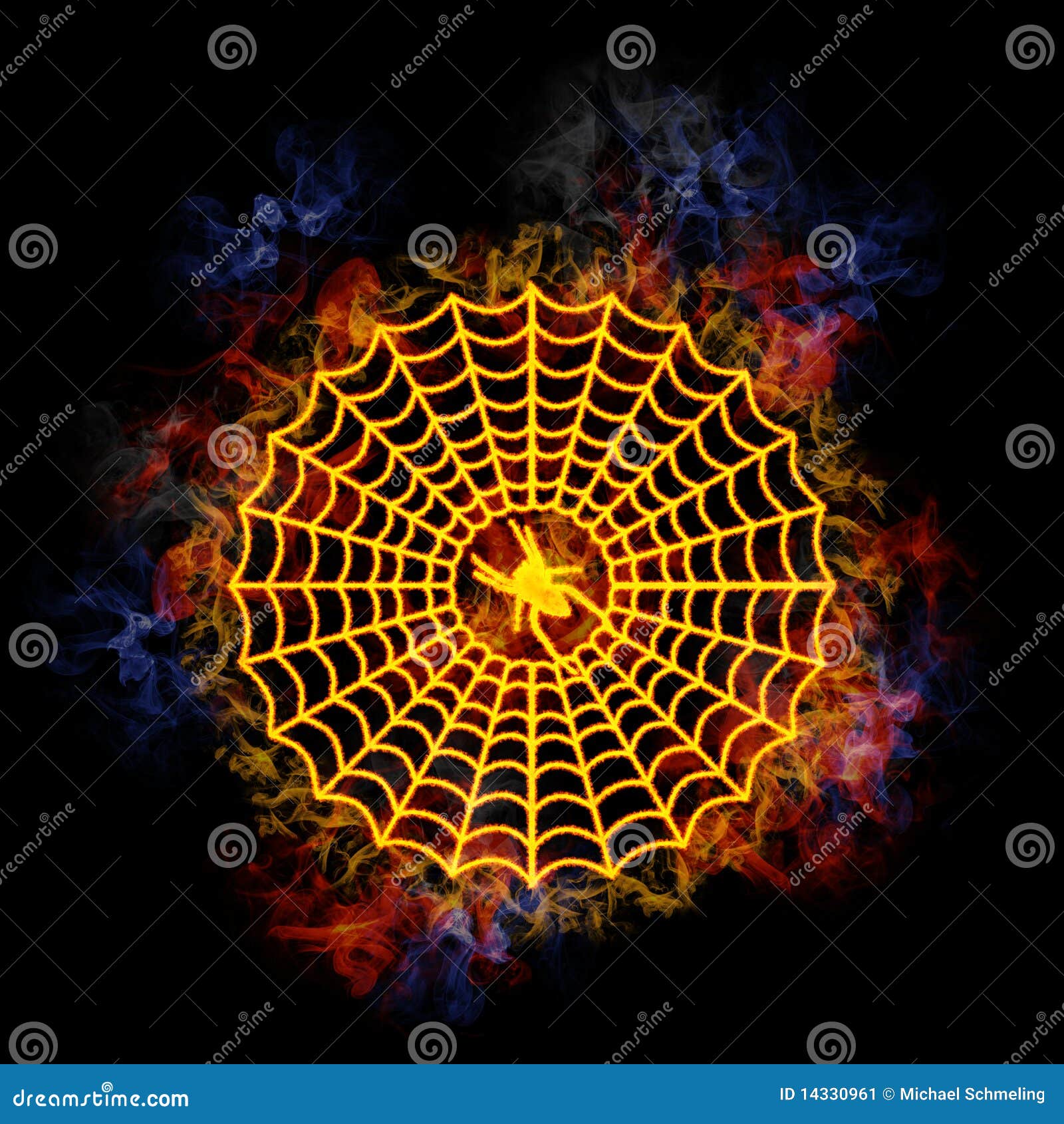 Fiery spider web. stock illustration. Illustration of blazing - 14330961