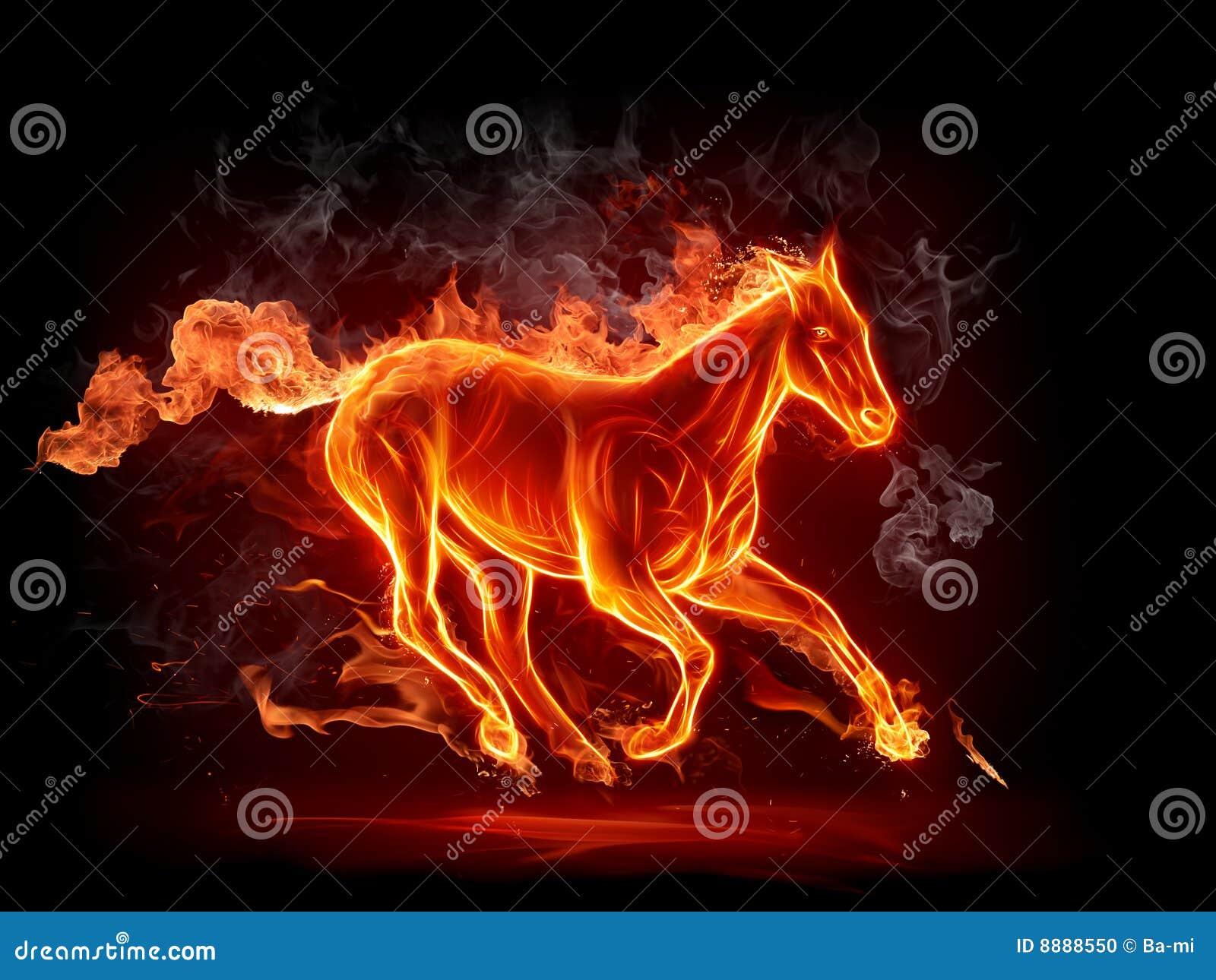 Fiery stallion stock illustration. Illustration of heat - 8888550