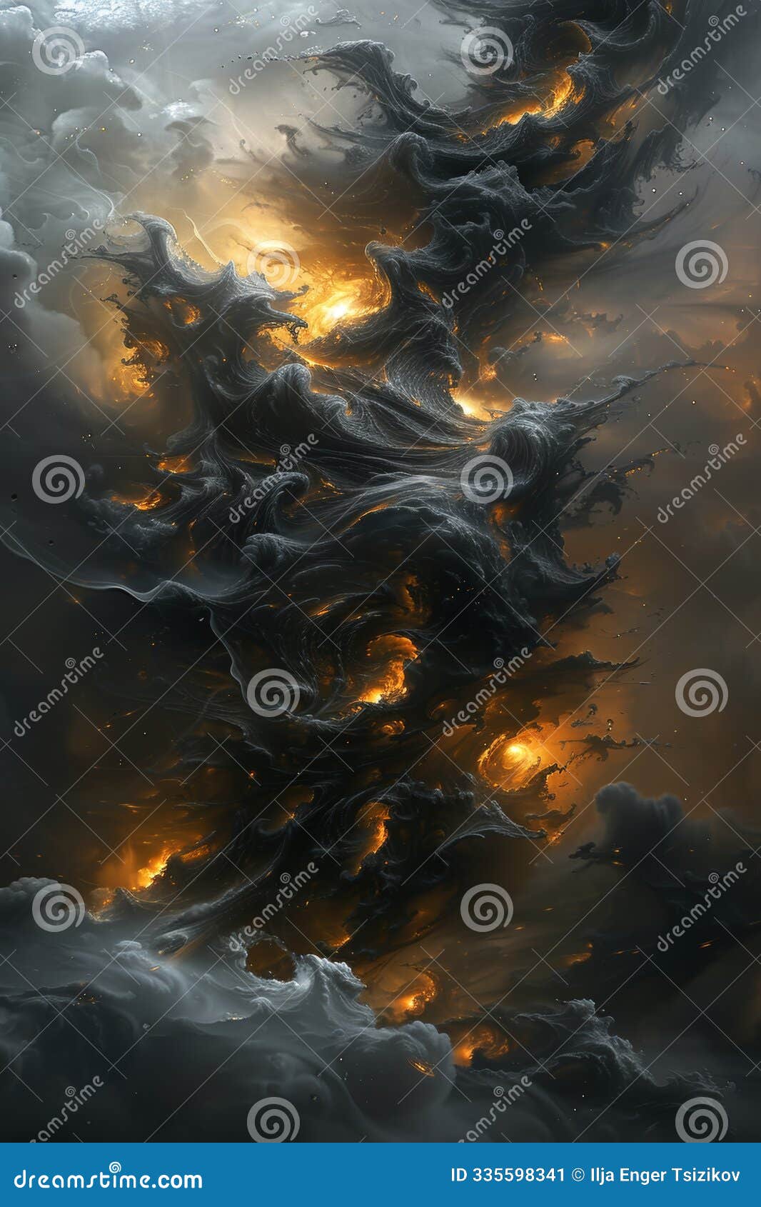 Fiery Storm Clouds, Dramatic Apocalyptic Sky, Abstract Fantasy ...