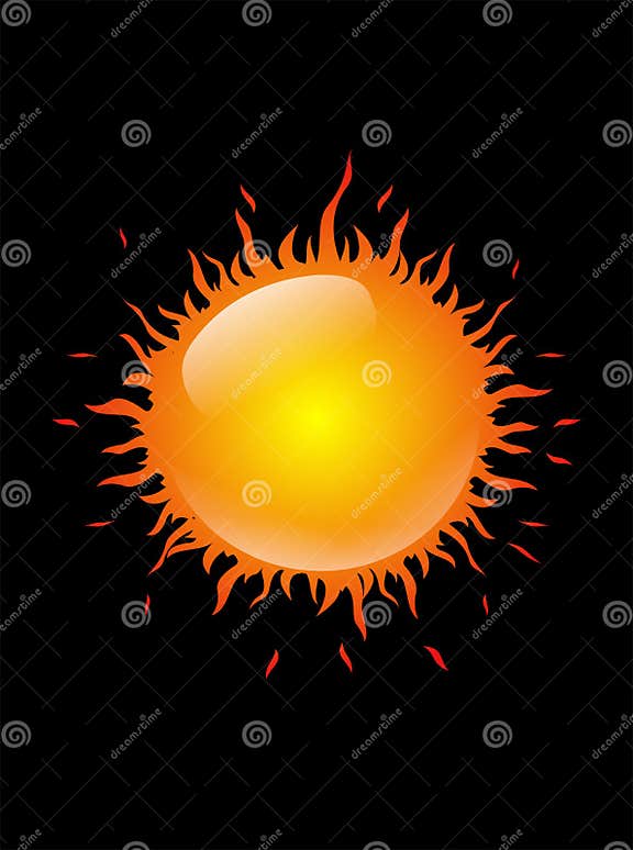Fiery sun stock illustration. Illustration of black, powerful - 2240464