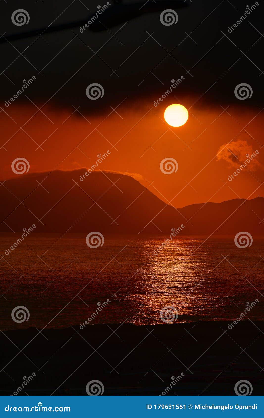 Fiery Sun at Sunset Over Pacific Ocean in Peru Stock Image - Image of ...