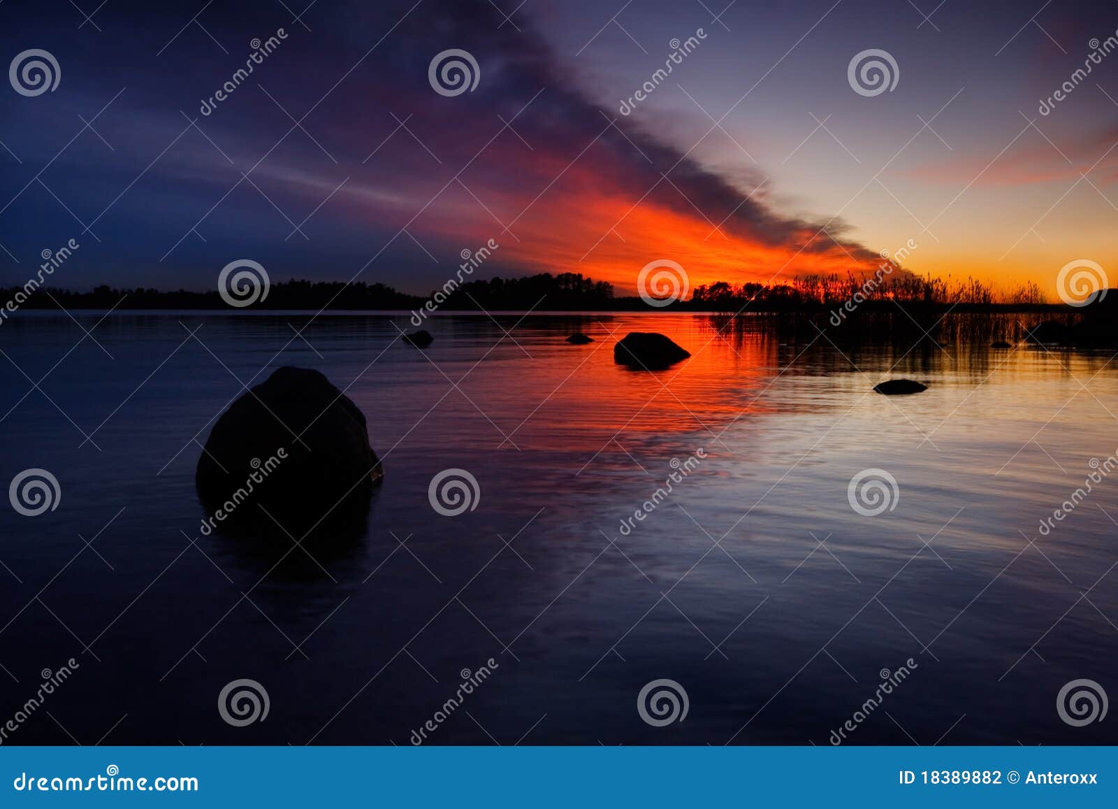 Fiery sunset stock photo. Image of dusk, landscape, quiaint - 18389882