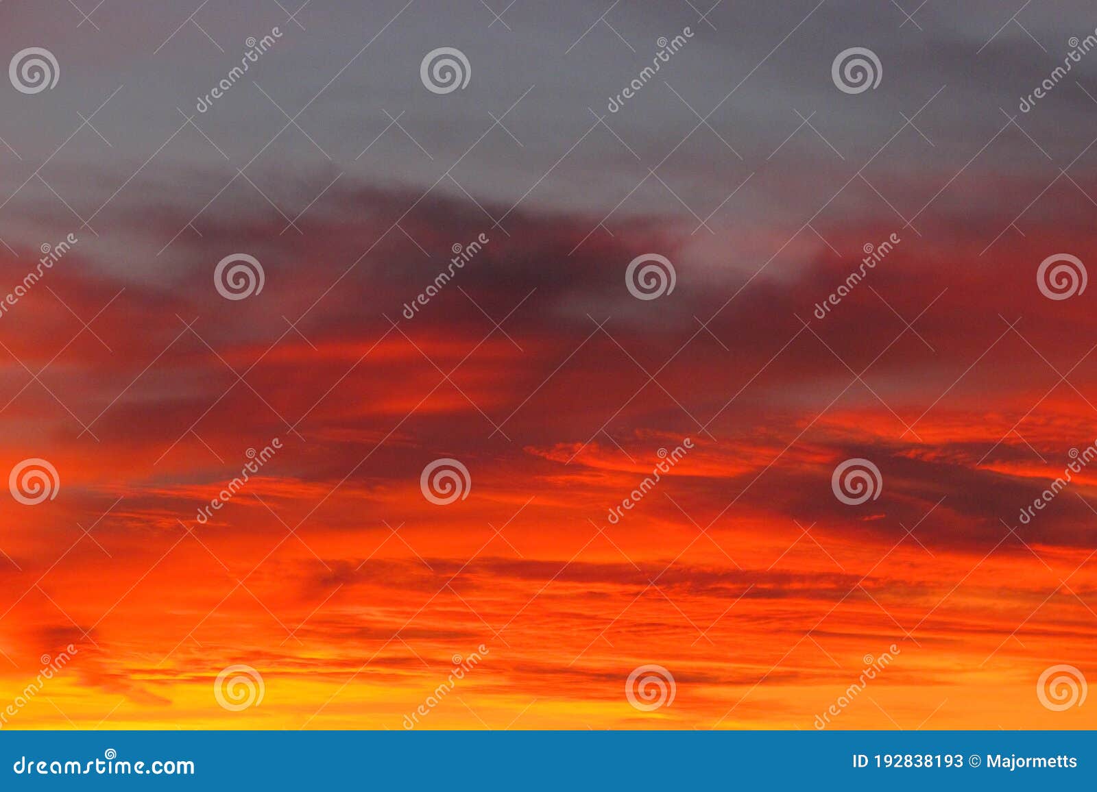 Fiery Sunset with Clouds in Horizontal Orientation Stock Image - Image ...
