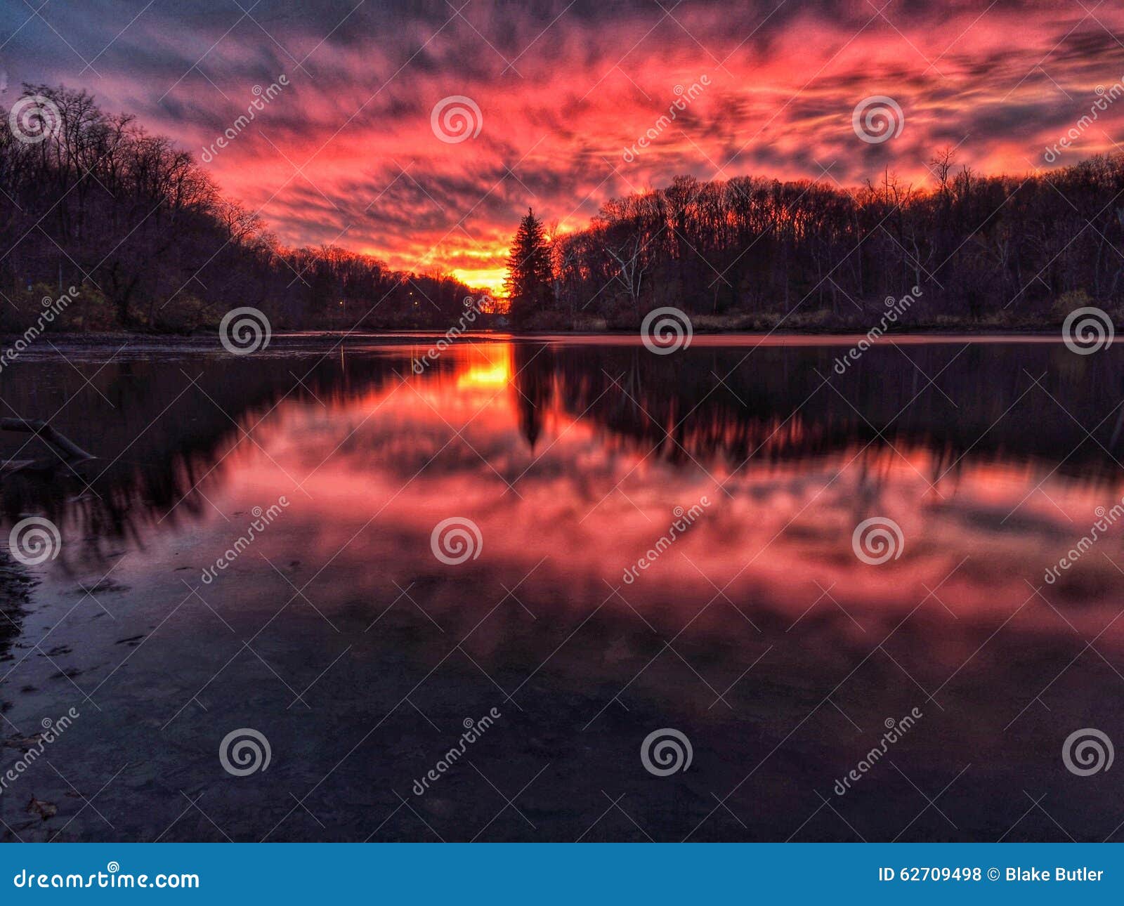 Lake on Fire stock photo. Image of fire, landscapes, creek - 62709498
