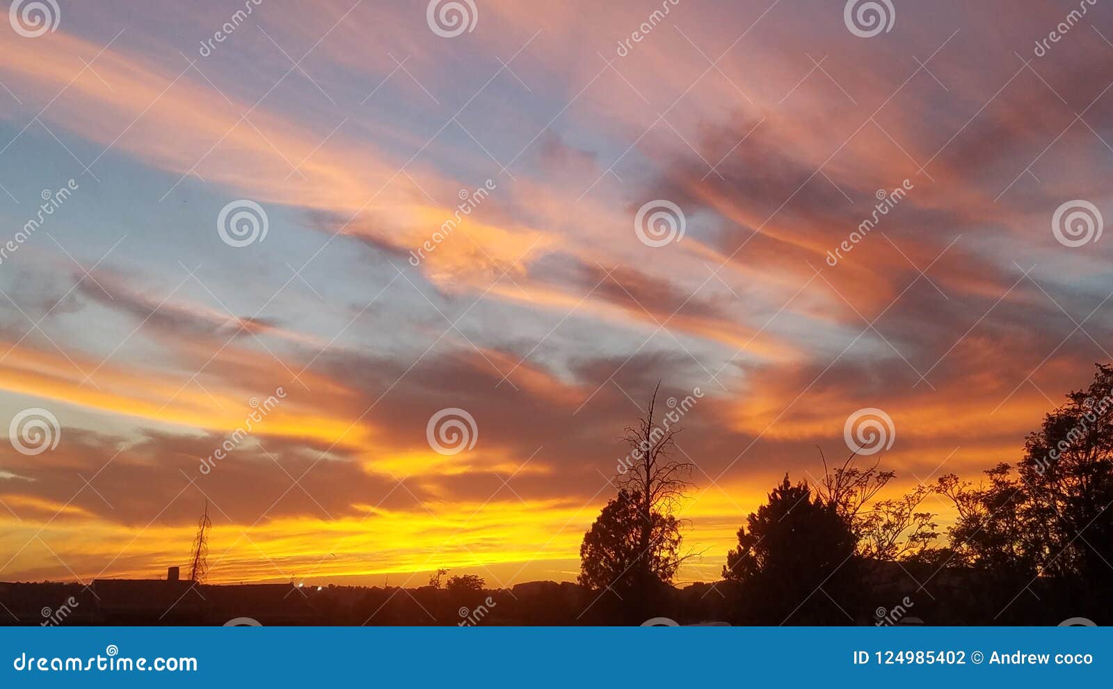 Fiery sunset stock photo. Image of orange, sinset, fire - 124985402