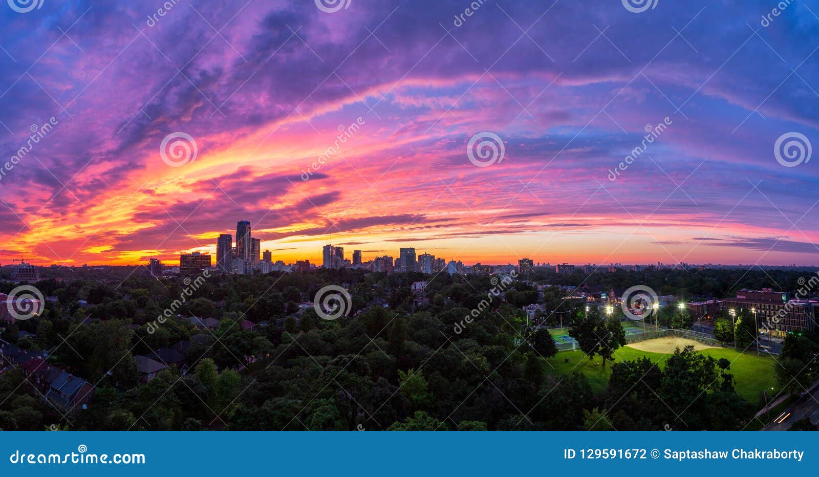 A Fiery Sunset Over Midtown Toronto Stock Photo - Image of fiery ...