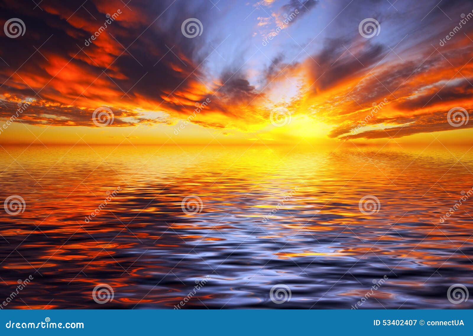 Fiery sunset over the sea stock image. Image of clear - 53402407