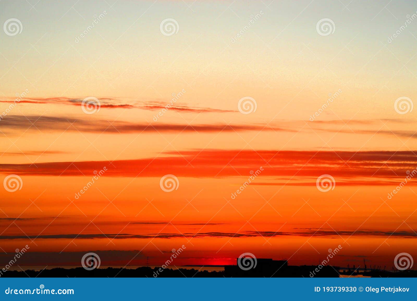 Fiery Sunset and Red Clouds in the Blue Sky Stock Photo - Image of blue ...