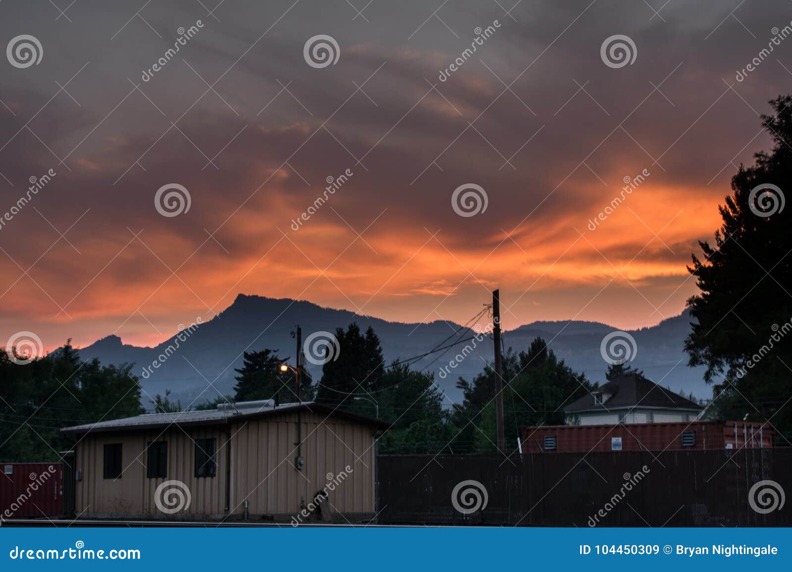 Fiery Sunset Sky during Forest Fire Stock Image - Image of scenic, roof ...