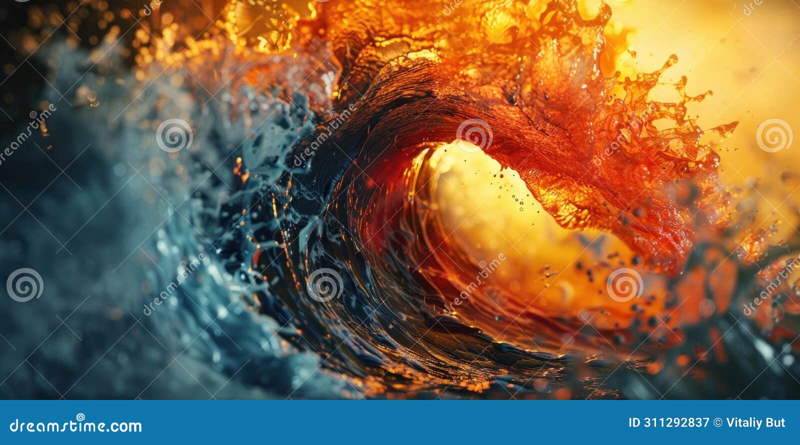 Elemental Collision: Inside Fire and Water Wave Stock Image - Image of ...