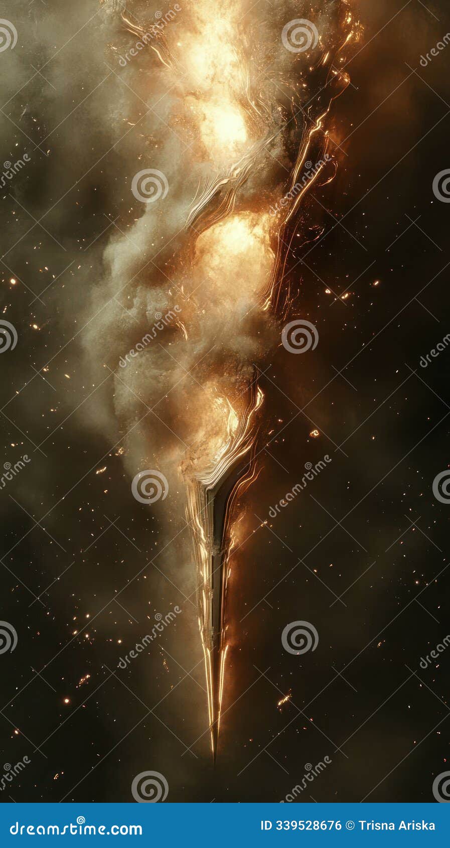 A Fiery, Swirling Column of Smoke and Light, Evoking a Sense of Energy ...