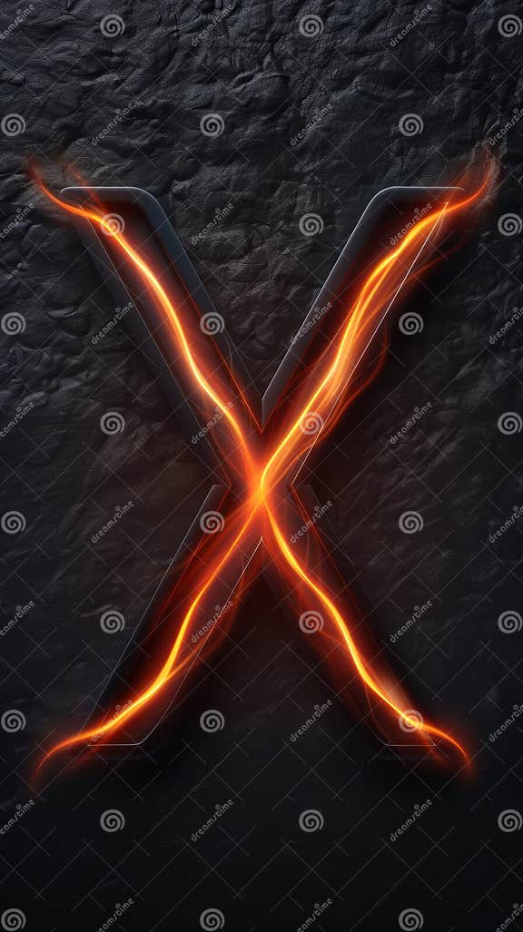 Fiery X Symbol on Dark Background Stock Illustration - Illustration of ...